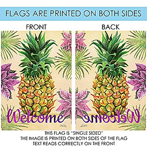 Toland Home Garden 1112294 Welcome Floral Pineapple 12.5 x 18 Inch Decorative, Garden Flag (12.5" x 18")