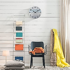 Plumeet Wall Clock, 12'' Frameless Wooden Wall Clocks with Silent Quartz Movement, Rustic Coastal Country Village Clocks Decorative for Kitchen Bedroom Living Room