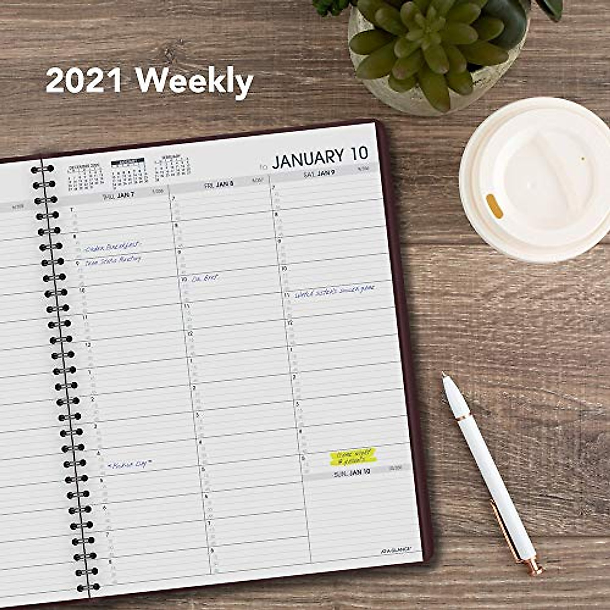 2021 Weekly Appointment Book & Planner by AT-A-GLANCE, 8-1/4" x 11", Large, Winestone (709505021)