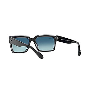 Ray-Ban RB2191 Inverness Rectangular Sunglasses, Black On Transparent/Blue Gradient, 54 mm