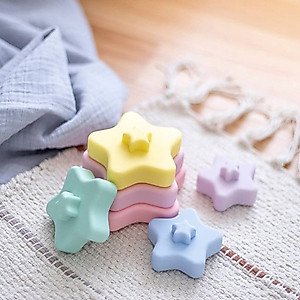 Baby Step Silicone Baby Stacking Rings - Teething Rings Toy, Star Shaped Soft Sensory teether, Early Developmental Educational Baby Travel Toy 6 Pieces Portable Montessori Toys