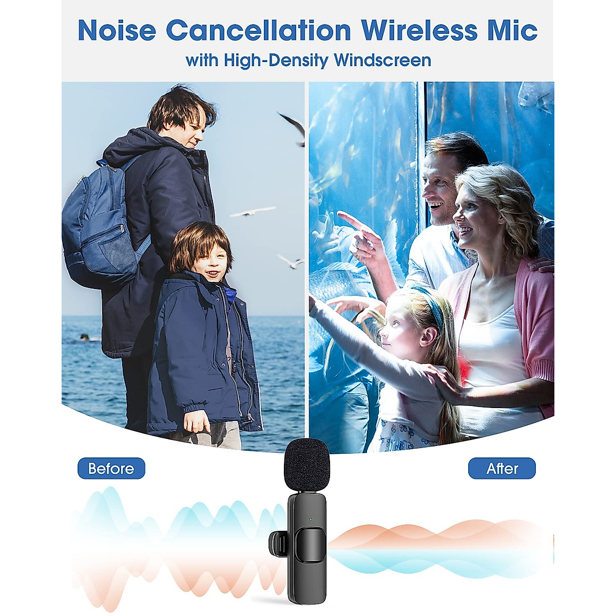 NICHOM Wireless Lavalier Microphone for iPhone/iPad Mini Clip-on Microphone Wireless for iPhone Video Recording Denoise Omni Lav Lapel Mic for Interview/Youtube/Vlog/Live Stream/Tiktok/Content Creator