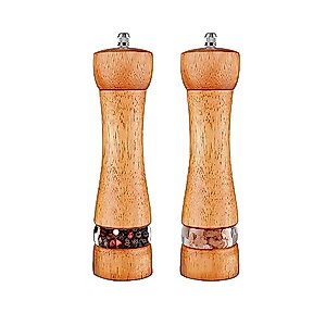mosuniro Salt and Pepper Grinder Set - 2 Pack Wooden Salt and Pepper Mill Sets with Adjustable Coarseness - Refillable Manual Pepper Mill Grinder