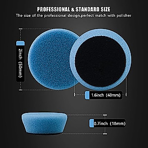 SPTA Mini Polishing Pads Set, 21Pcs 1.6 inch/40mm Sponge Polishing Pads and Wool Buffing Pads, Car Foam Detail Polishing Pad Kit Mix Color for Car Detail Polishing and Waxing, Small Area Polishing