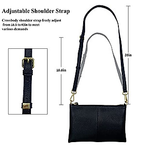 Beurlike Leather Wristlet Wallet Clutch Purses For Women Small Crossbody Phone Bags (Black)