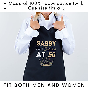 Sassy Fabulous 50 Years 50th Birthday Since 1971 1972 Aprons Black - 1Size fits all Men Women Apron Kitchen