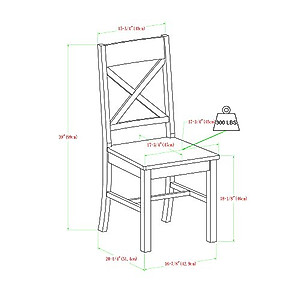 Walker Edison Modern Farmhouse Wood X-Back Armless Dining Chairs Kitchen, Set of 2, Black