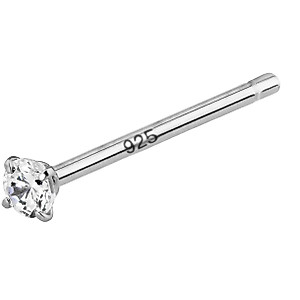 Forbidden Body Jewelry .925 Sterling Silver Custom Bendable Clear 2mm CZ Fishtail L Shaped Nose Ring