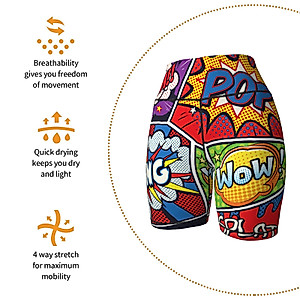 Retro Pop Art Comic Shout Women's High Waist Bike Shorts for Workout Sports Athletic Running Hiking Biker Yoga Gym Large Size