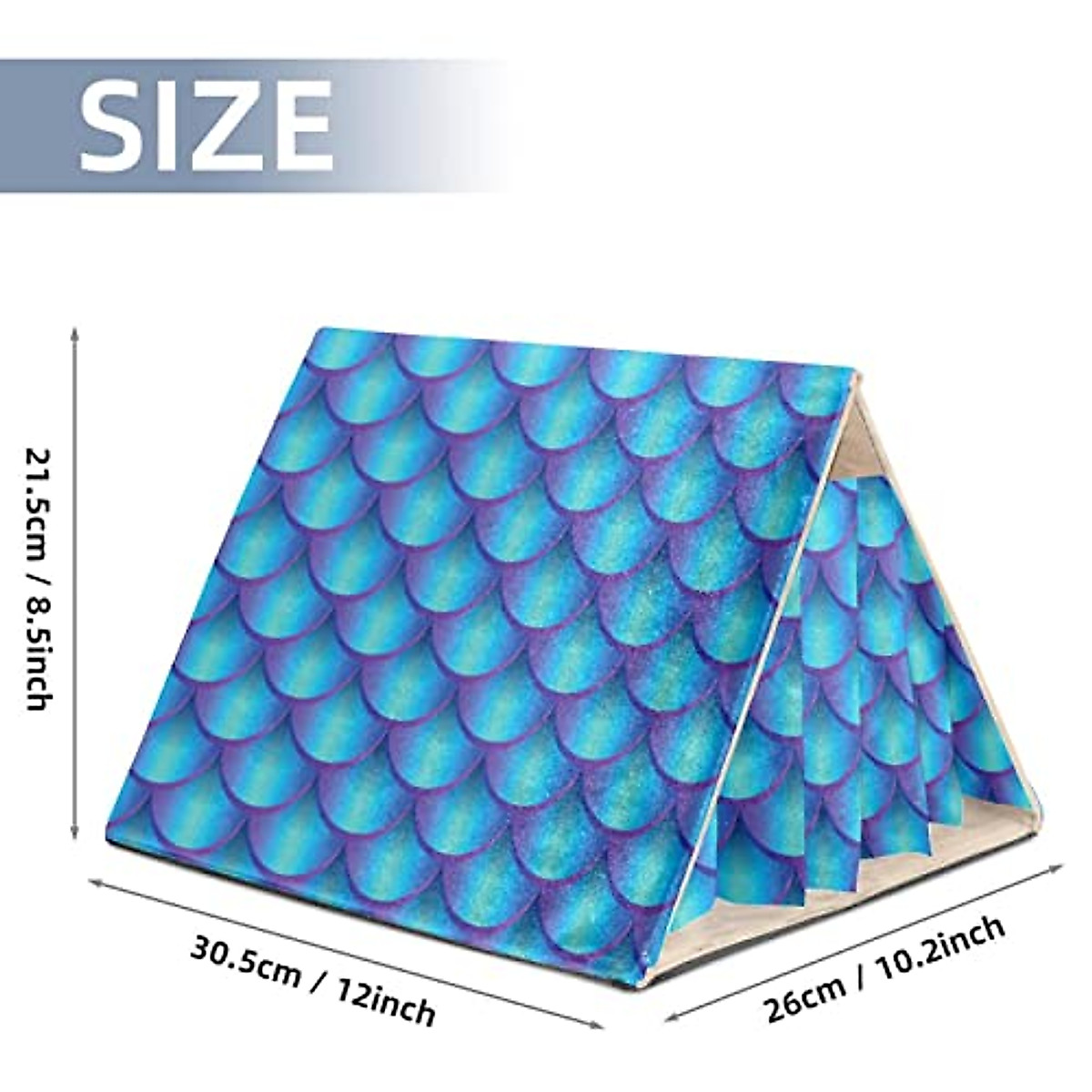 Mermaid Scale Blue Purple, Hamster House Habitat Bed for Small Animal Hamster Gerbils Chipmunks Squirrels Hedgehogs Guinea Pigs Habitat Decor