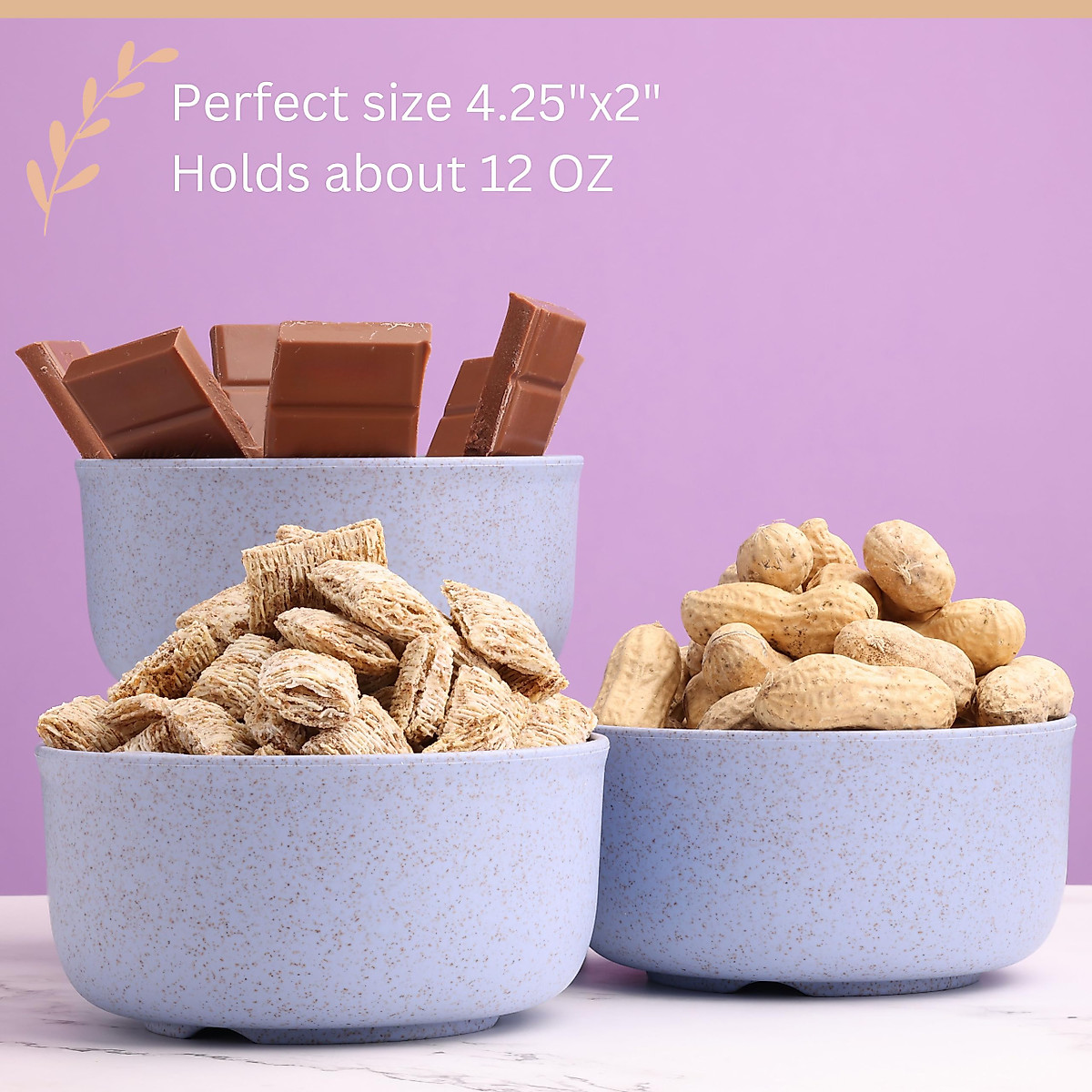 Wheat Straw Bowls Set of 4 Lightweight Reusable Plates - Microwave & Dishwasher Safe - Wheat Straw Dinnerware Sets - Cereal Bowl - Ramen Bowl Set - Soup bowls - Salad Bowl - Fruit Bowl