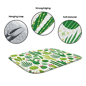 AMASOO Dish Drying Mat Different Cactus Green Cacti Natural 18" x 24" Handable Dish Drying Rack Pad Protecter Dish Drainer Mat for Kitchen Countertops Counter 18x24 inches