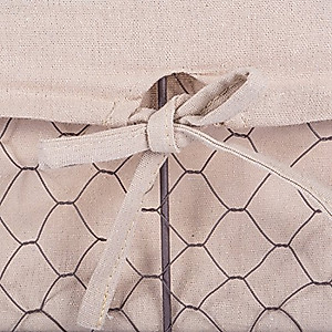 DII Farmhouse Chicken Wire Storage Baskets with Liner, Set of 3, Rustic Natural, Assorted Sizes