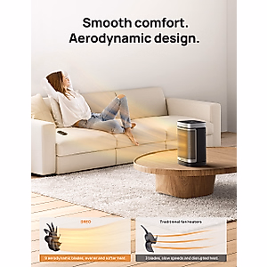 Dreo Space Heaters for Indoor Use, Atom One Portable Heater with 70°Oscillation, 1500W PTC Electric Heater with Thermostat, Fast Safety Heat, Remote, 1-12h Timer, Upgraded Small Heater for Office Home