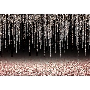 Pnylzzyxh Black and Rose Gold Backdrop Glitter Photography Background for Girl Women Birthday Wedding Baby Shower Bridal Shower Vinyl Abstract Backdrop Party Decoration Banner Photo Props 10x8ft