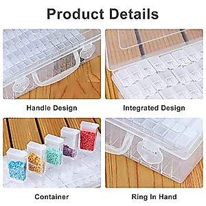 64 Slots Plastic Seed Storage Box, Reusable Seed Storage Organizer with Label Stickers Multi-Purpose Diamond Embroidery Storage Case Portable Nail Art Storage Container for Seeds