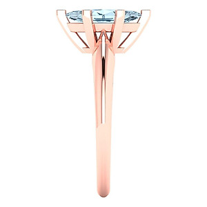 Clara Pucci 1.0 ct Marquise Cut Solitaire Natural Aquamarine Engagement Wedding Bridal Promise Anniversary Ring 18K Rose Gold Size 3.5