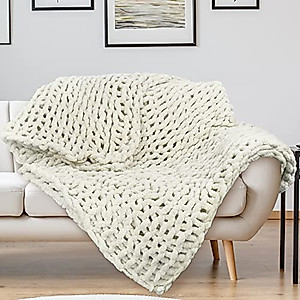 Catalonia Chunky Knit Blanket, Super Soft Plush Crochet Chenille Blanket, Knitted Yarn Blanket for Couch Bed Home Decor, Comfort Caring Gift, 50x60 inches