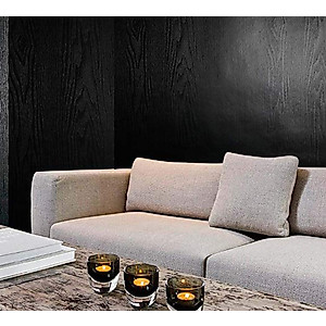 Walldecor1 Black Wood Grain Contact Paper Self Adhesive Shelf Liner Cabinet Countertops Furniture Sticker 17.7 Inch x 196 Inch