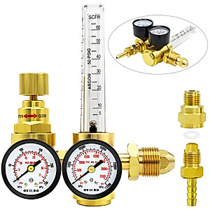OYHBO Argon MIG TIG Flow Meter CO2 Regulator Welding 2 Gauges Gas Regulator Gas-saving CGA580 Welder