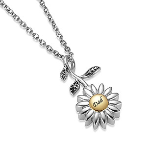 Gisunye Sunflower Cremation Jewelry for Ashes for women Keepsake Stainless Steel Memorial Pendant Cremation Urn Necklace for Human Ashes (SF-Dad)