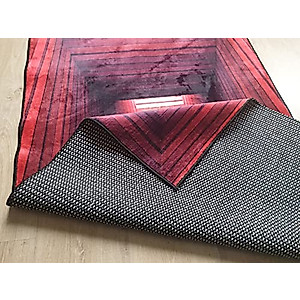 3D Vortex Rug, 3D Illusion Rug, Red Rectangular Illusion Rug, Vortex Illusion Carpet, 3D Effect, Optical Illusion (47”x70”)=120x180cm