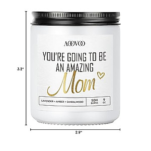 AOOVOO New Mom Gifts - Inspirational Pregnancy Gifts for Expecting Mom, Mother Day Candle Gifts, New Mom Candle Gift, Mom Birthday Gifts, Lavender Scented Candle, 9 oz Soy Wax