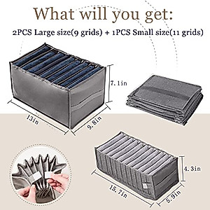 Wardrobe Clothes Organizer, Clothes Organizer for Clothing 3 PCS Drawer Clothes Organizer Handle Foldable Clothes Organizer for Thin Jeans, T-shirts, Skirts