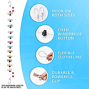 Portable Clothesline with 12 Clothespins, Retractable Travel Clothesline, Suitable for Home Indoor and Outdoor Drying, as Well as Balcony, Outdoor Camping use