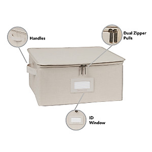 Covermates Keepsakes - Zip-Top Storage Box - Heavy Duty Polyester- Reinforced Handles - Stackable Design - Indoor Storage-Beige Heather