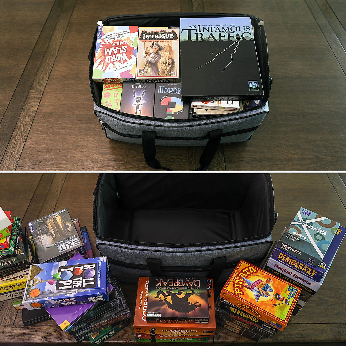 Board Game Bag - Allplay/BoardGameTables.com - [Backpack/Shoulder Strap/Luggage Slip] - Padded Board Game Carrier (Sky Blue)