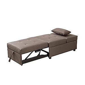Kings Brand Furniture - Multi-Function Ottoman, Sofa Bed Sleeper, Convertible Chair, Dark Grey