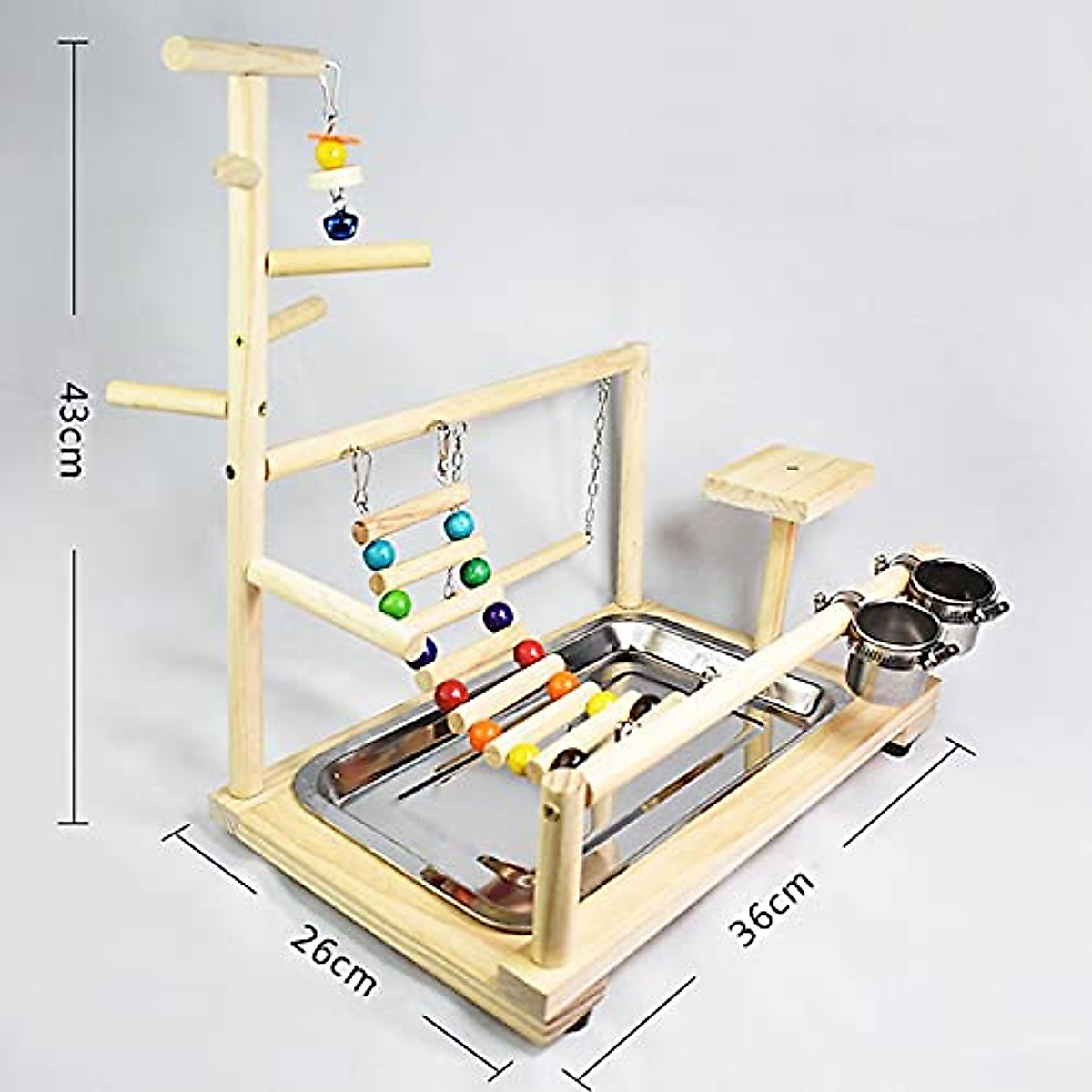 Parrots Playstand, Bird Playground, Bird Parrot Perch Stand, Parrot Climbing Ladder Swing Toy for Small Parakeets, Cockatiels, Finches, Budgie(14.57 * 10.24 * 17.32IN)