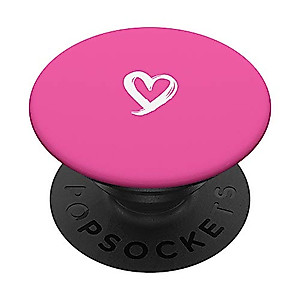 White Minimalist Heart Pink PopSockets Swappable PopGrip