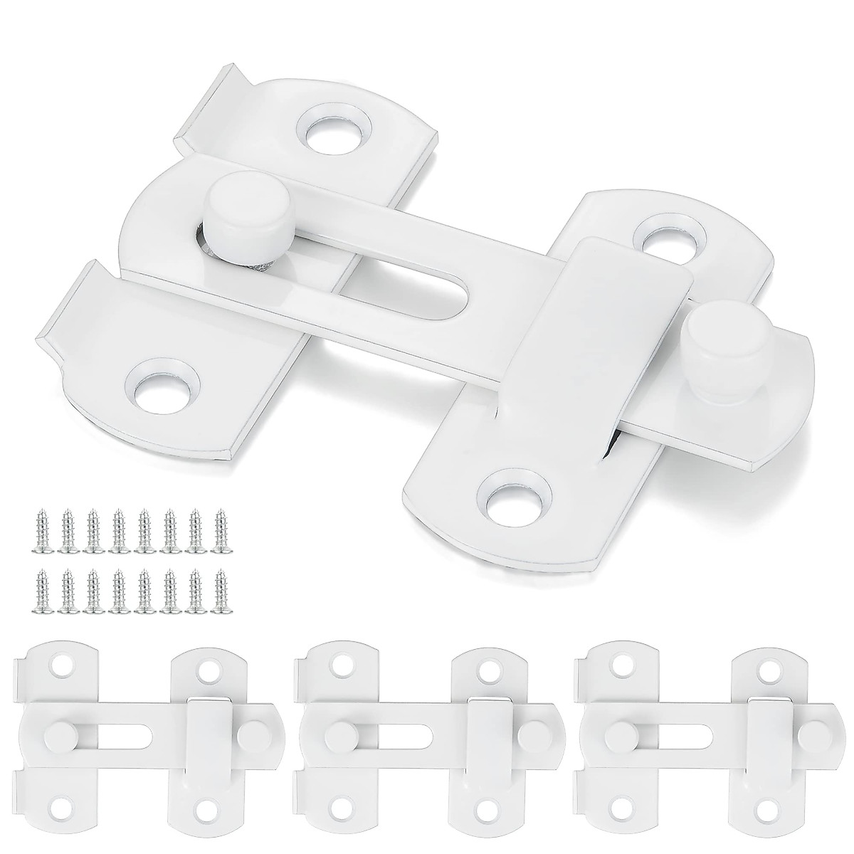 INIRET 4 Packs Barn Door Latches，2.75” x 2.02” White Stainless Steel barn gate flip Door Latch Bi-fold Door Lock,Sliding Door Antique Lock Gate Latches Wine Cabinet Closet Door Latches，White Finish