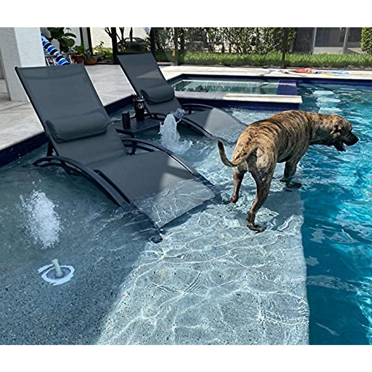 PURPLE LEAF Patio Chaise Lounge Set of 3 Outdoor Lounge Chair Beach Pool Sunbathing Lawn Lounger Recliner Chiar Outside Tanning Chairs with Arm for All Weather, Side Table Included, Grey