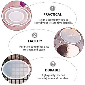 ARTIBETTER Pack of 3 Silicone Resin Tray Molds Oval Shaped Crystal Epoxy Platter Molds Coaster Resin Casting Molds for DIY Desktop Decoration