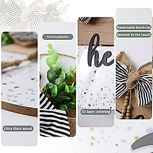 Heart Carpenter Welcome Sign Wall Art Room Decor with Spring Summer Green Eucalyptus Wreath Front Door Decoration, Rustic Round Wood Wall Window Decoration Living,Bedroom,Bathroom,Outdoor, Farmhouse, Porch