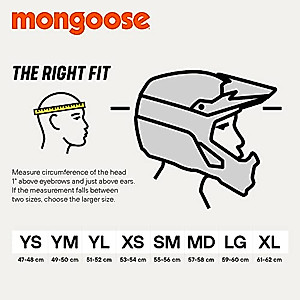 Mongoose Title Full Face Bike Helmet, Fits Head Circumferences of 55-56cm, Adult/Small, Matte Black