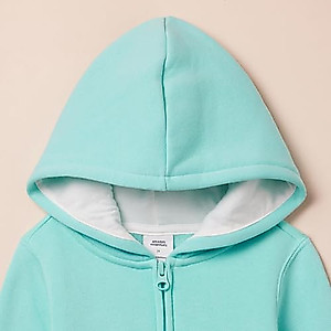 Amazon Essentials Girls' Fleece Zip-Up Hoodie Sweatshirt, Aqua Blue, Medium