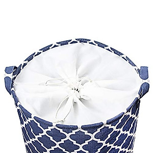 72L 23-inch Tall (2 Pack) Extra Large Laundry Basket Storage Hamper Drawstring Waterproof Round Linen Collapsible Storage Basket for Toy Organizer, Nursery Hamper, Bathroom, Blue