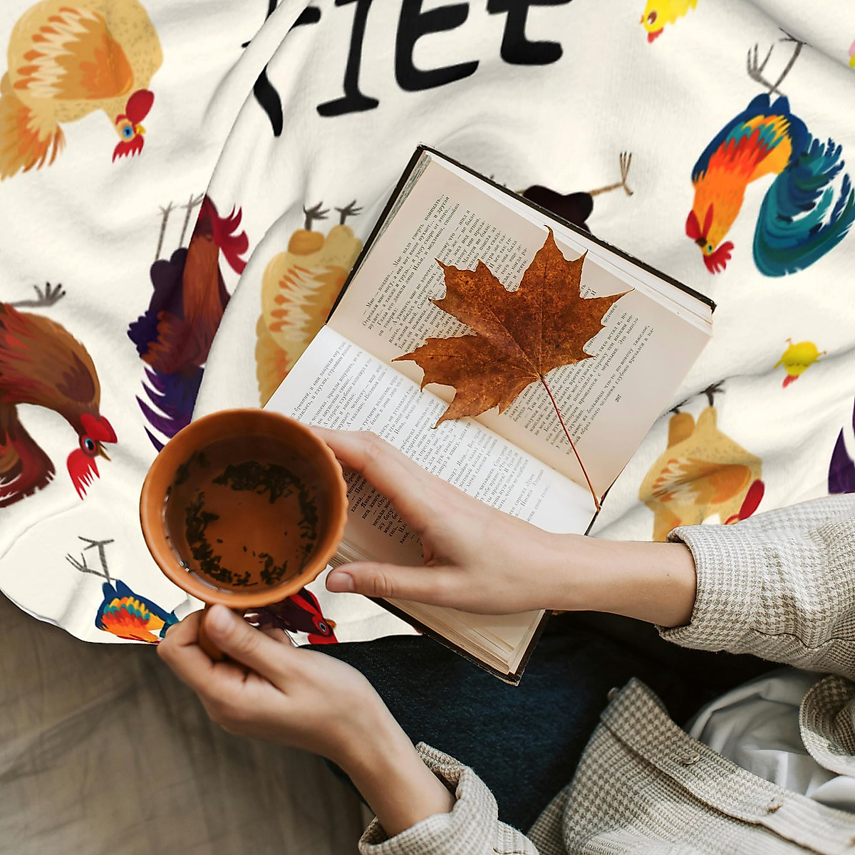 Chicken Blanket Rooster Flannel Throw Blanket 60"x50" Fall Blanket for Adult and Kids Decorative Blankets Funny Soft Cozy Blanket