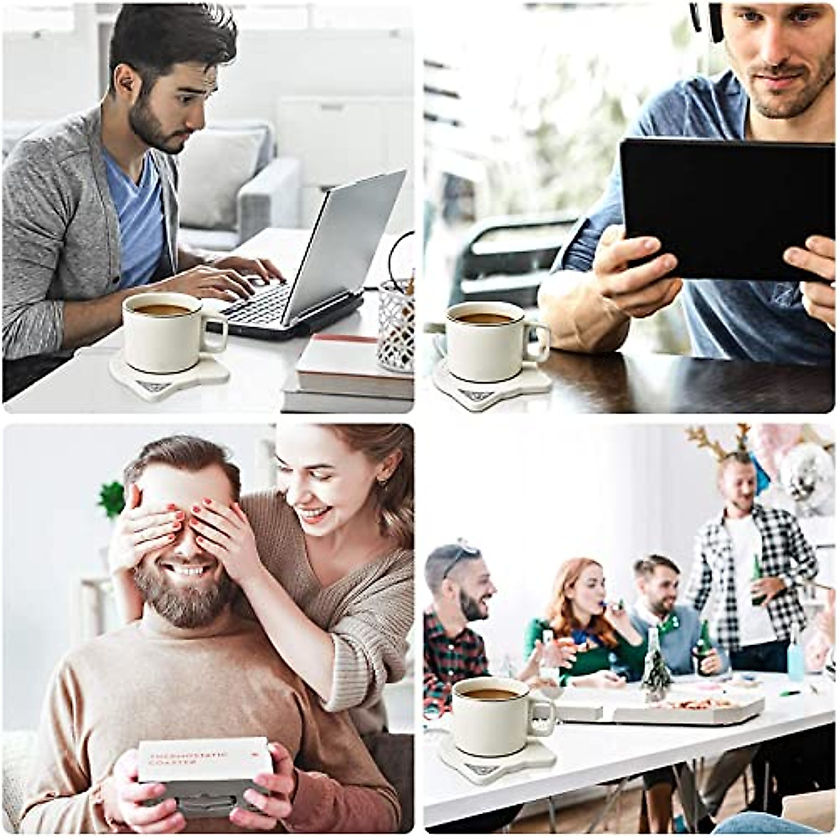 Coffee Mug Warmer with Cup, Electric Cup Warmer & Beverage Heater for Desk Smart heater Auto Shut Off, Heated Mug Use for Office/Home to Warm Coffee Tea Milk