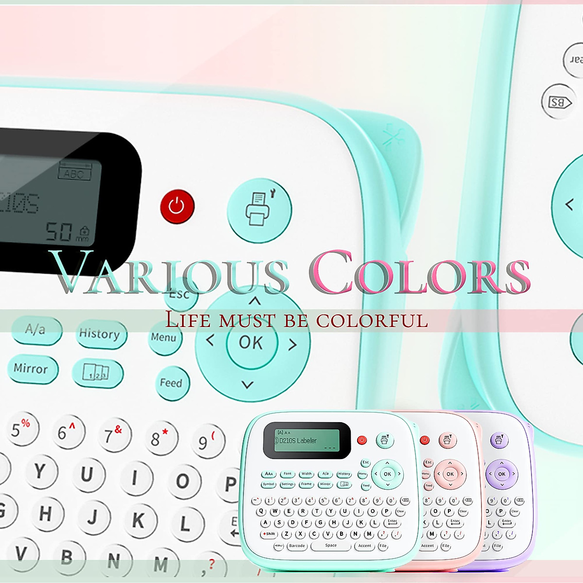 Vixic Label Maker Machine with Tapes - D210S 12mm Labeler, Portable Smart Label Maker with QWERTY Keyboard, Label Printer with Multiple Symbols Sticker for Home Office Organization School Supplies