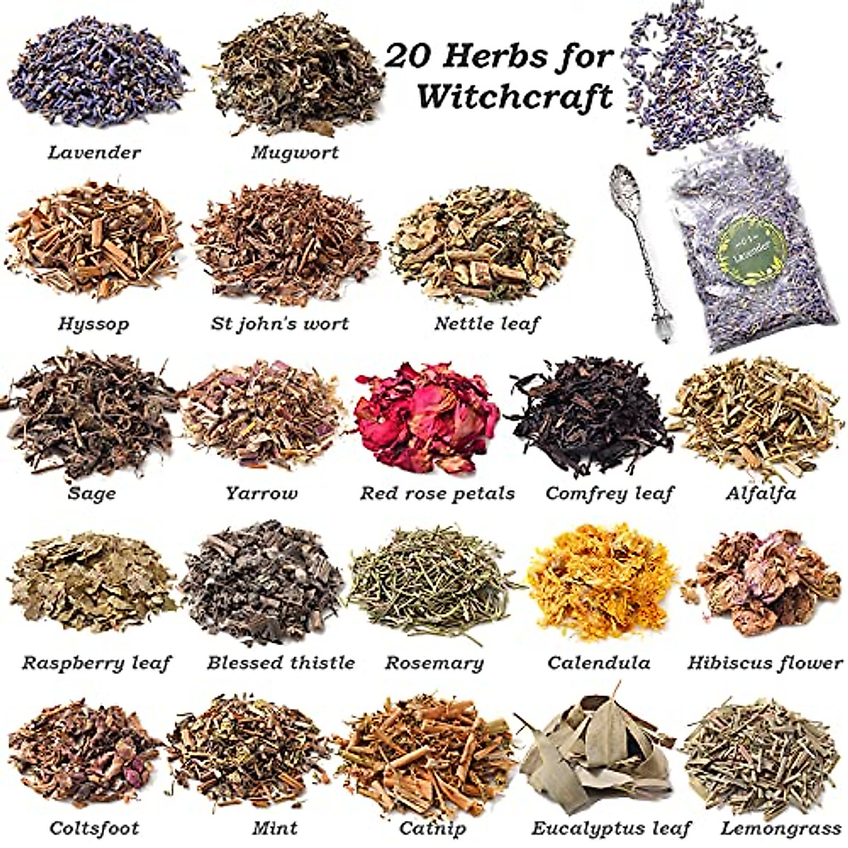 Witchcraft Supplies Kit for Wiccan Spells 69 Packs of Dried Herbs Healing Crystals and Colored Magic Spiritual Candles Parchments for Beginners Experienced Witches Pagan Spell Witchy Gifts Altar