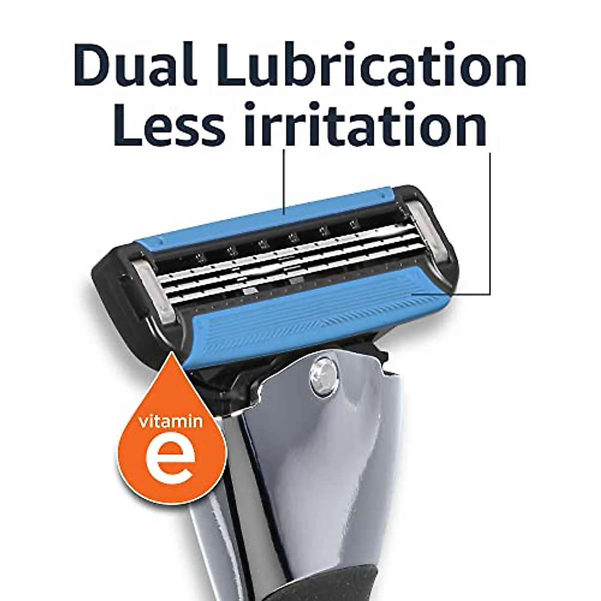 Amazon Basics 3-Blade Motion Sphere Razor for Men with Dual Lubrication, Handle & 2 Cartridges, Cartridges Fit Amazon Basics Razor Handles only, 3 Piece Set, Black (Previously Solimo)