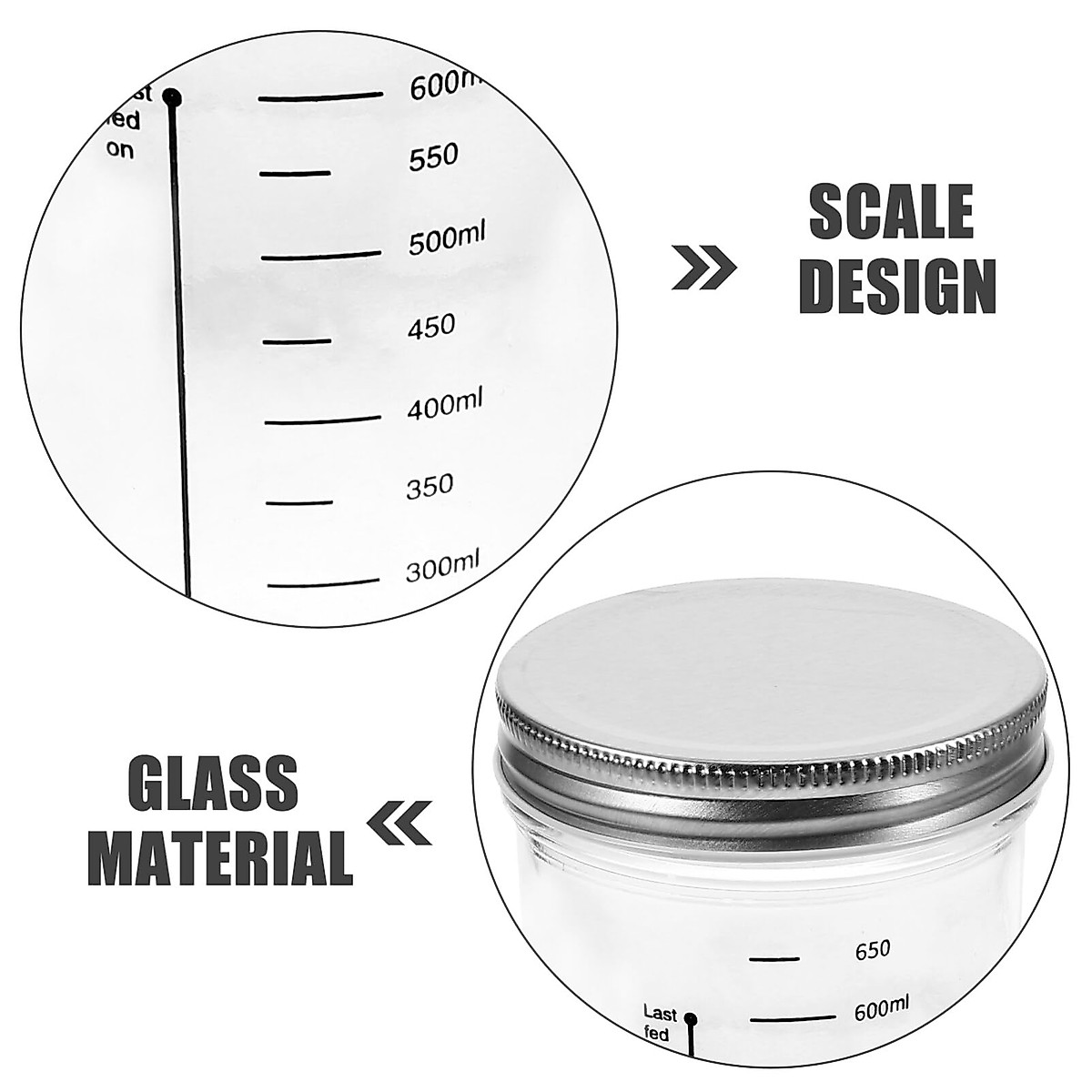 1 Set Tank with Scale Glass Jar Sourdough Bottle with Scale Sourdough Starter Jar Kit Sealing Canister Glass Container Sealed Container Glass Storage Kettle
