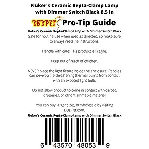 Fluker's Repta-Clamp Lamp Ceramic with Dimmable Switch 8.5in - Includes Attached DBDPet Pro-Tip Guide
