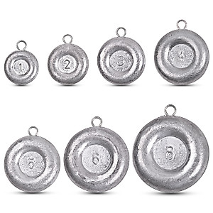 OROOTL Fishing Sinkers Disc Weights Coin Sinkers Weights Saltwater Surf Fishing Weights Flat Fishing Sinkers and Weights Catfishing Gear Tackle Kit 8oz 6oz 5oz 4oz 3oz 2oz 1oz