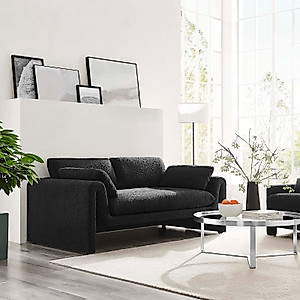 Modway Waverly Boucle Fabric Sofa in Black-Unique Wavy Design